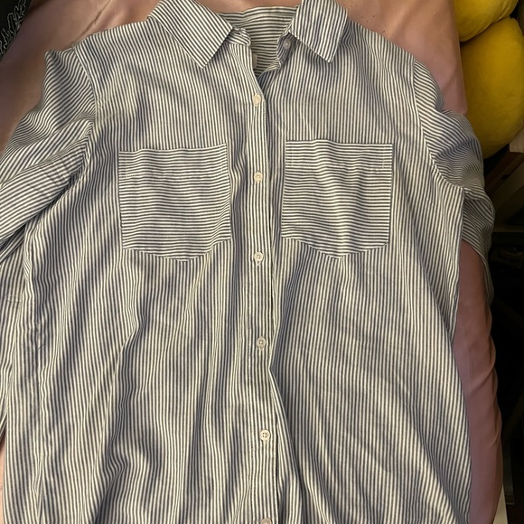 Tops | Large Buttonup Blue And White Striped | Poshmark